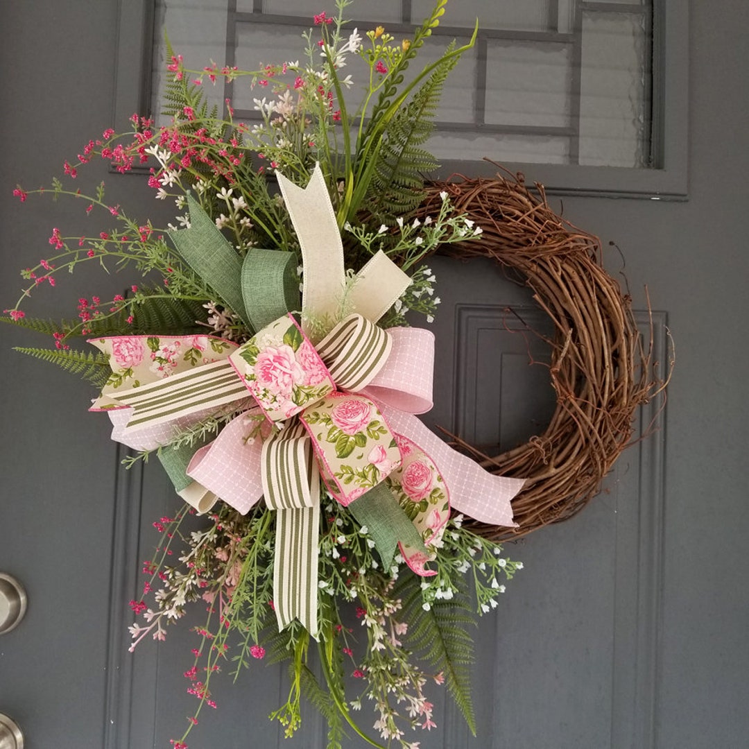 Wildflower Wreath Spring Wreath Summer Wreath Pink Flowers Wreath
