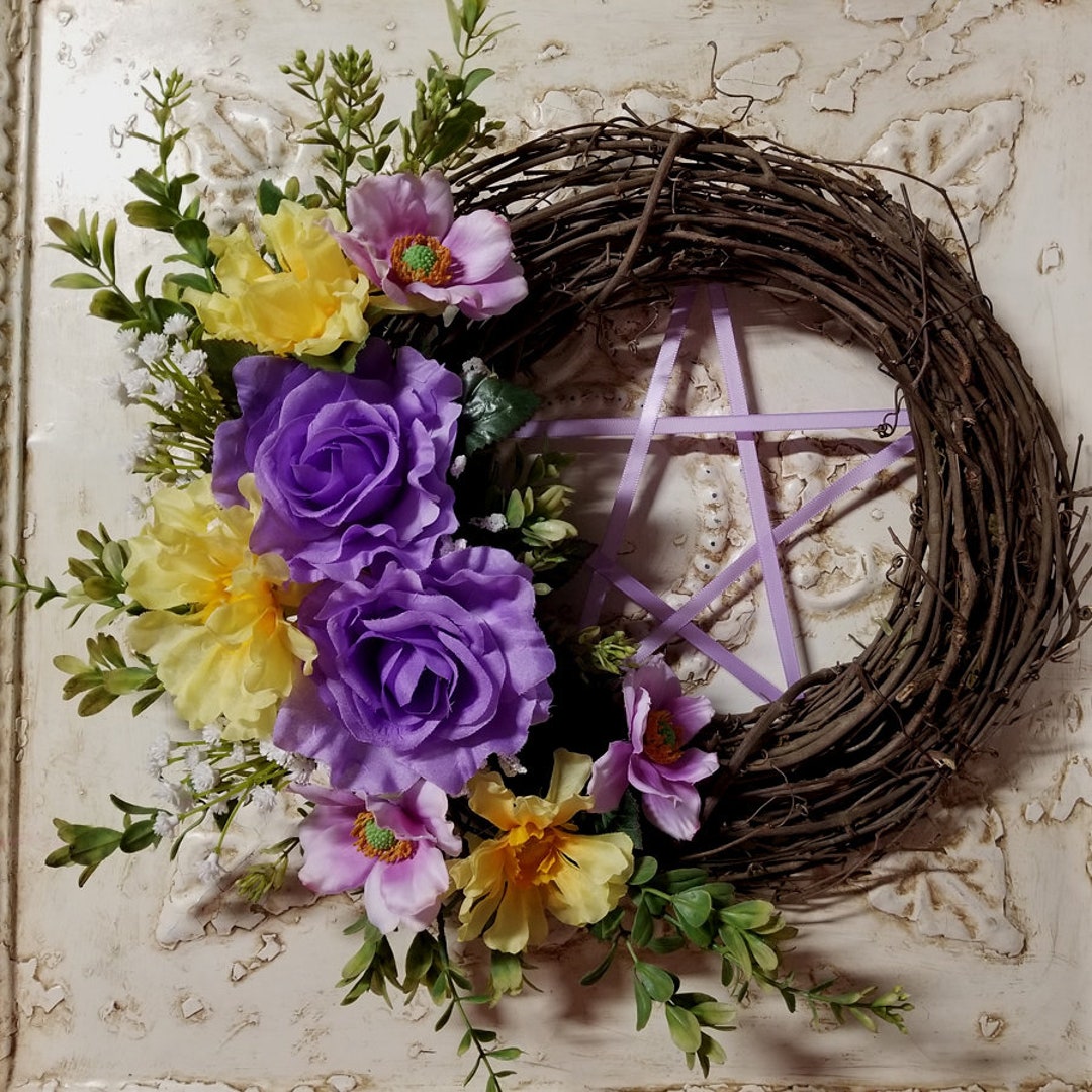 Pentacle Wreath, Pentagram Wreath, Pagan Wreath, Wicca Wreath, Spring ...