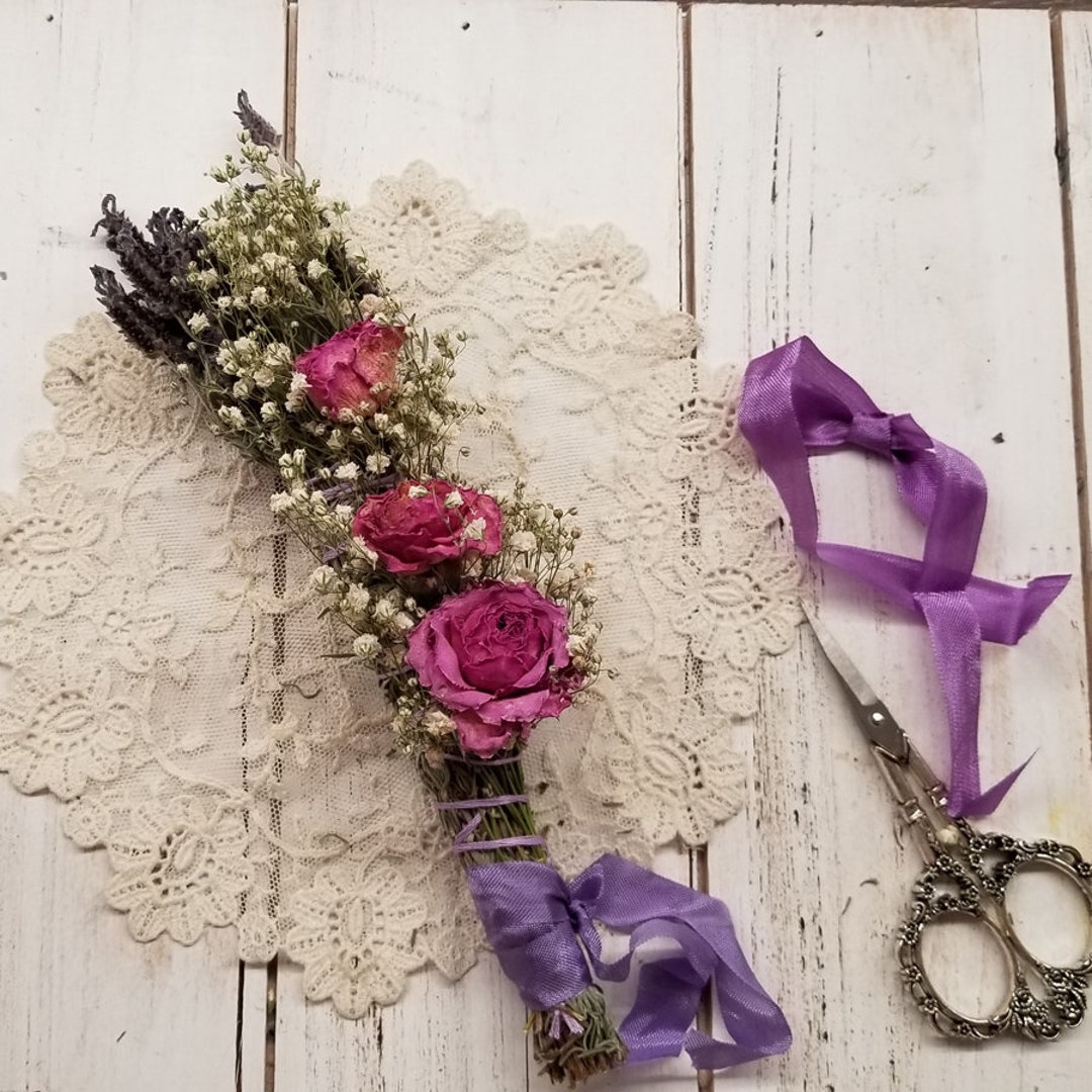 Spanish Lavender, Rose & Baby's Breath, Floral Smudge, Smudging Stick ...