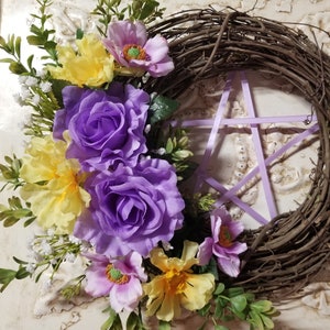 Pentacle Wreath, Pentagram Wreath, Pagan Wreath, Wicca Wreath, Spring ...