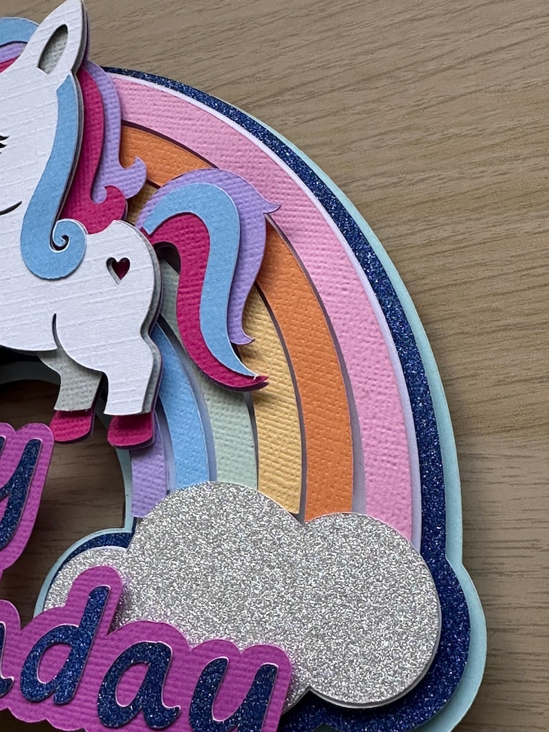 Unicorn Cake Topper: Custom Rainbow Birthday Party Decoration - Etsy