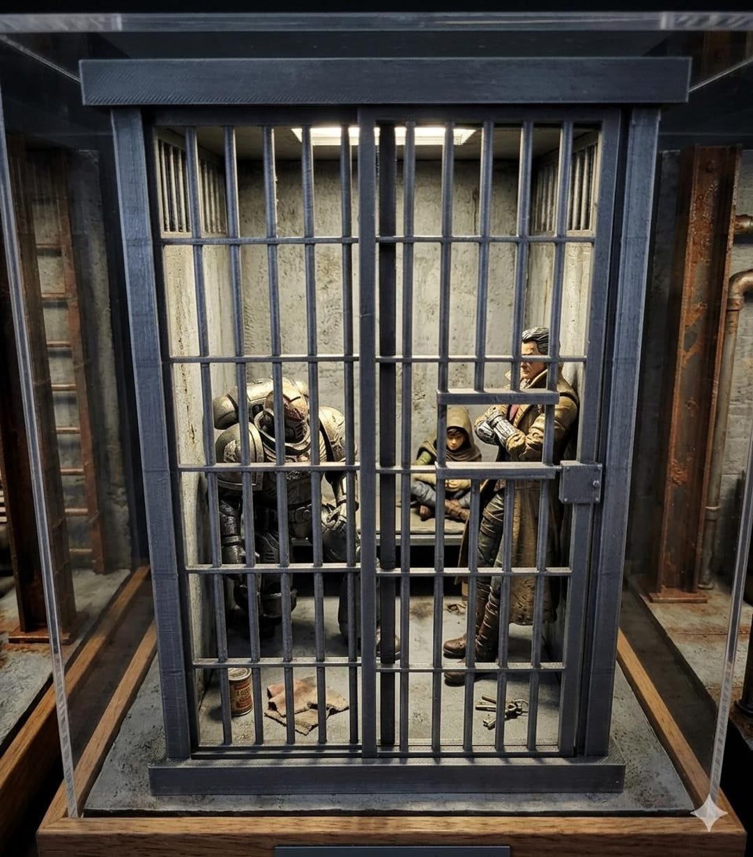 1:10 Scale Jail Cell Diorama With Sliding Door | 7" Figure Display ...