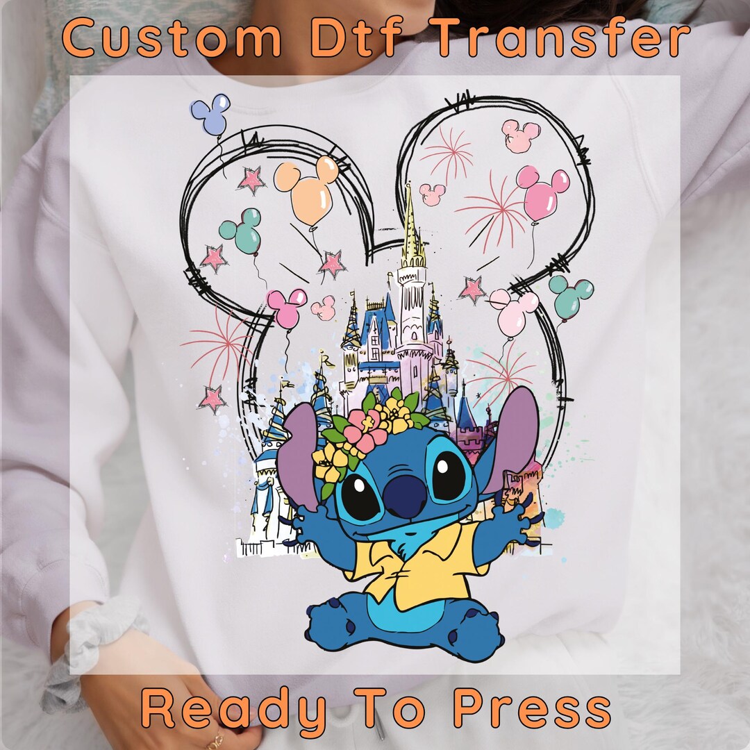 Disney Stitch DTF Transfer, Disney Vacation Dtf Print, Full Color Ready ...
