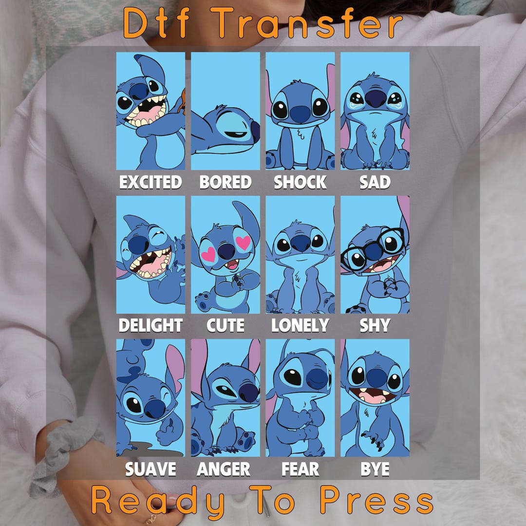 Cute Stitch DTF Transfer, Disney Vacation Dtf Print, Full Color Ready ...