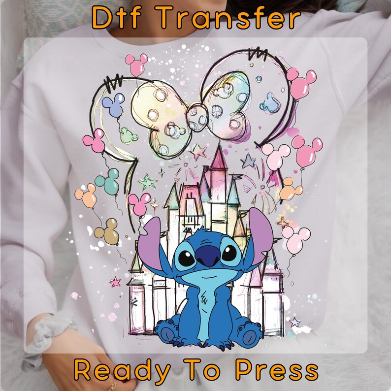Stitch Disney Castle DTF Transfer, Ready to Press - Etsy