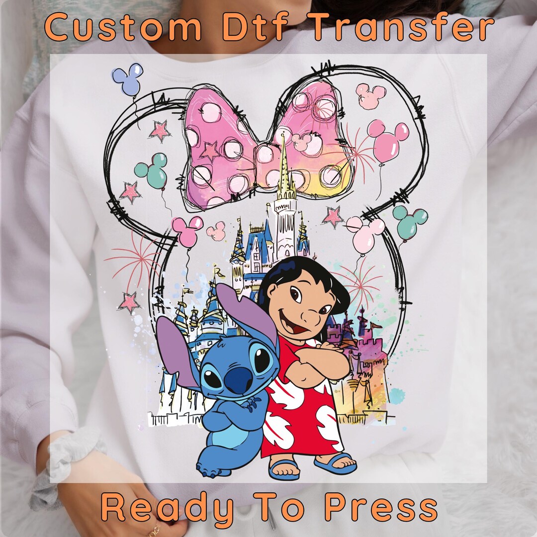Disney Stitch DTF Transfer, Disney Vacation Dtf Print, Full Color Ready ...