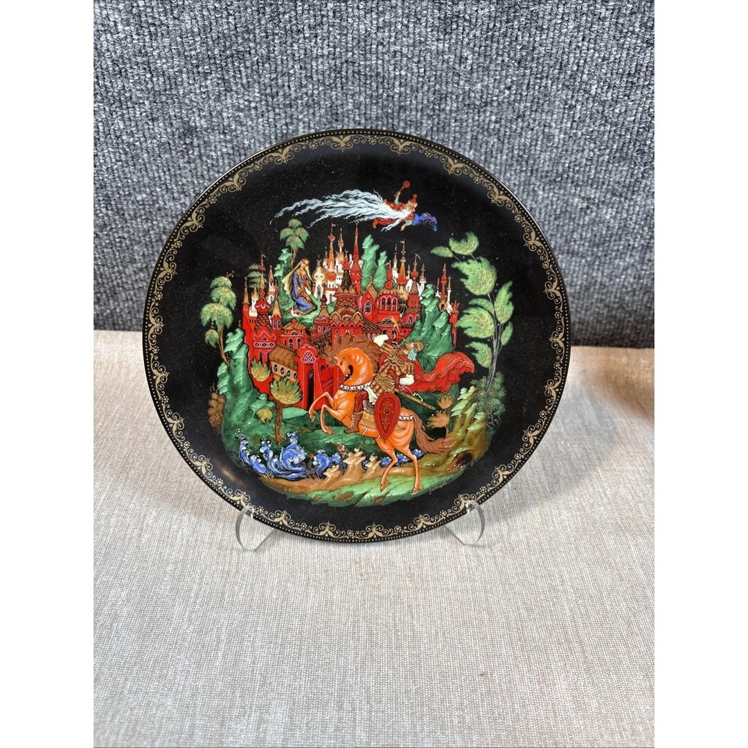 1988 Porcelain Russian Legends Tianex Folk Fairy Tale Plate Ruslan and ...