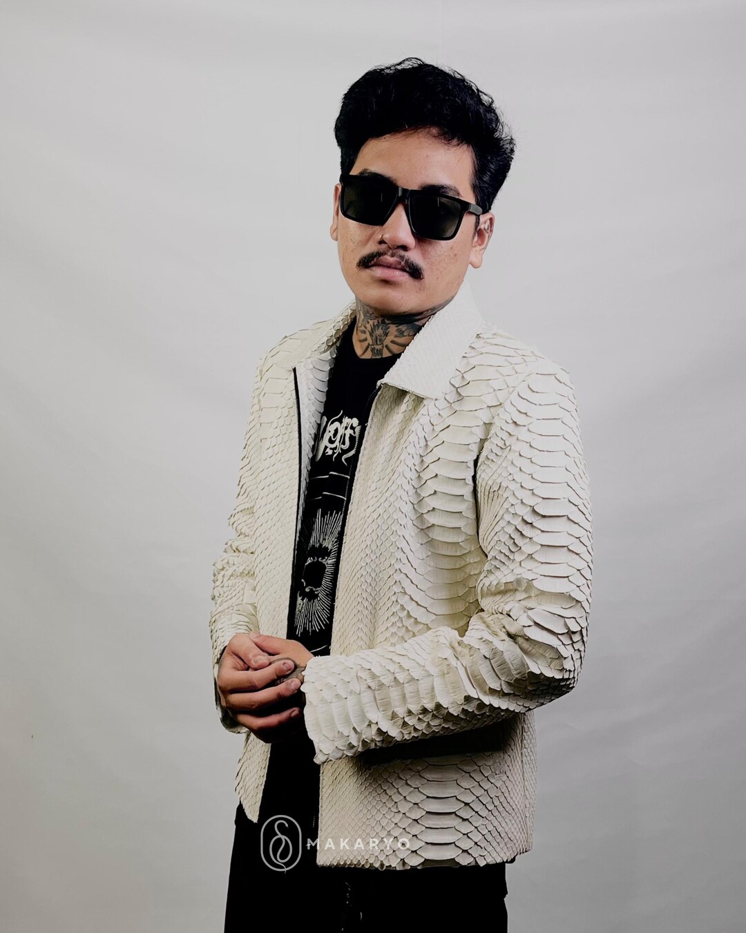 Handmade King Python Leather Biker Jacket Men's Custom Snakeskin ...