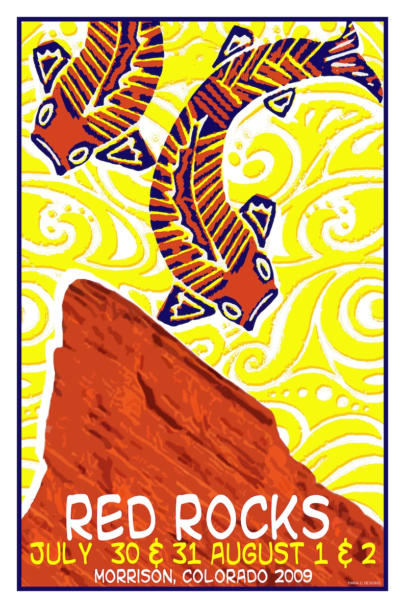 Phish Poster - Red Rocks 2009, Morrison Colorado, Phish Red Rocks ...
