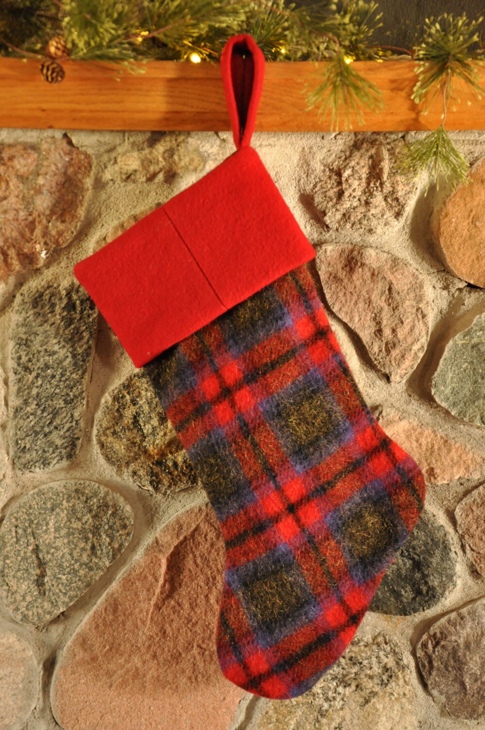 Christmas Stocking, Upcycled Wool Christmas Stocking, Recycled Wool ...