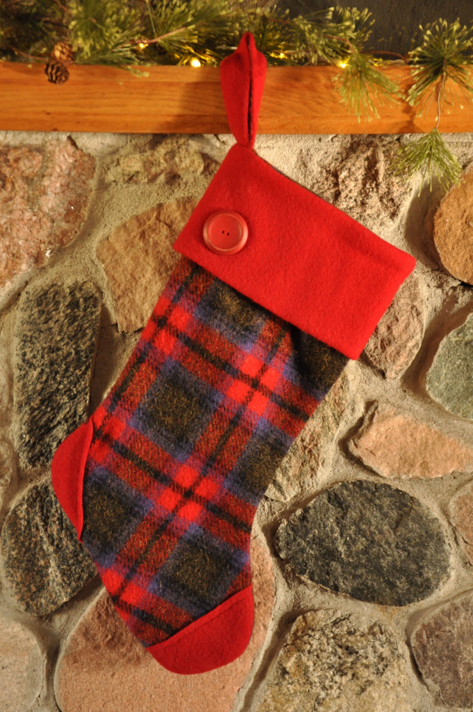 Christmas Stocking, Upcycled Wool Christmas Stocking, Recycled Wool ...