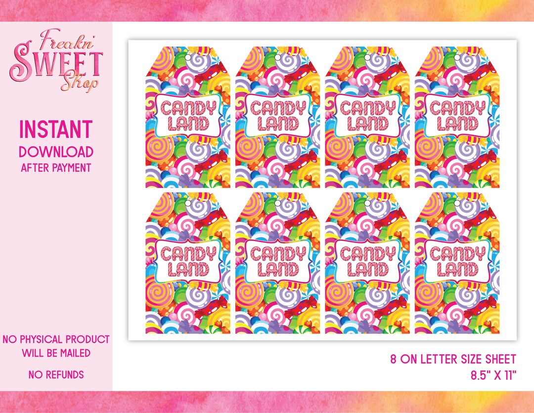Candy Land Gift Tags PDF File - Etsy