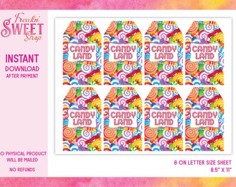 Candy Land thank You Tags PDF File | Etsy