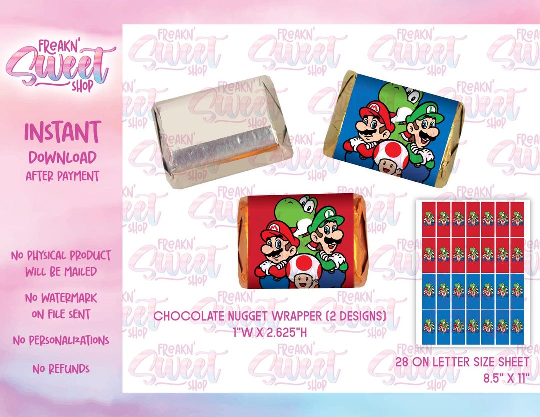 Super Mario Bros Chocolate Nuggets Wrappers PDF File - Etsy