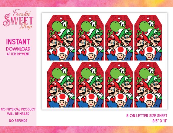 Super Mario Bros Gift Tags PDF File | Etsy