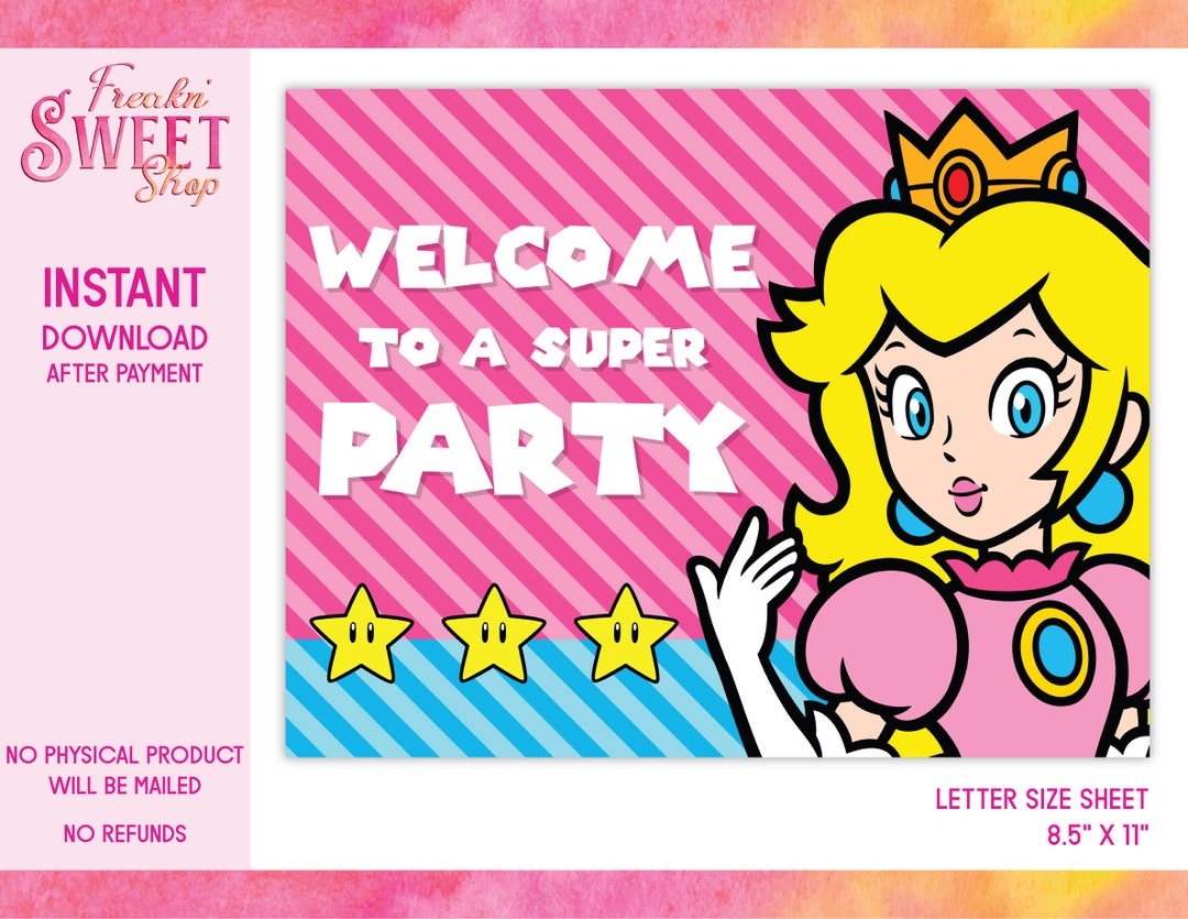 Princess Peach Welcome Sign PDF File - Etsy