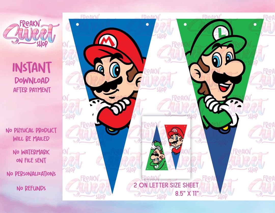 Super Mario Bros Banner PDF File - Etsy