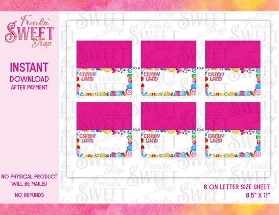 Candy Land Place Cards PDF File | Etsy