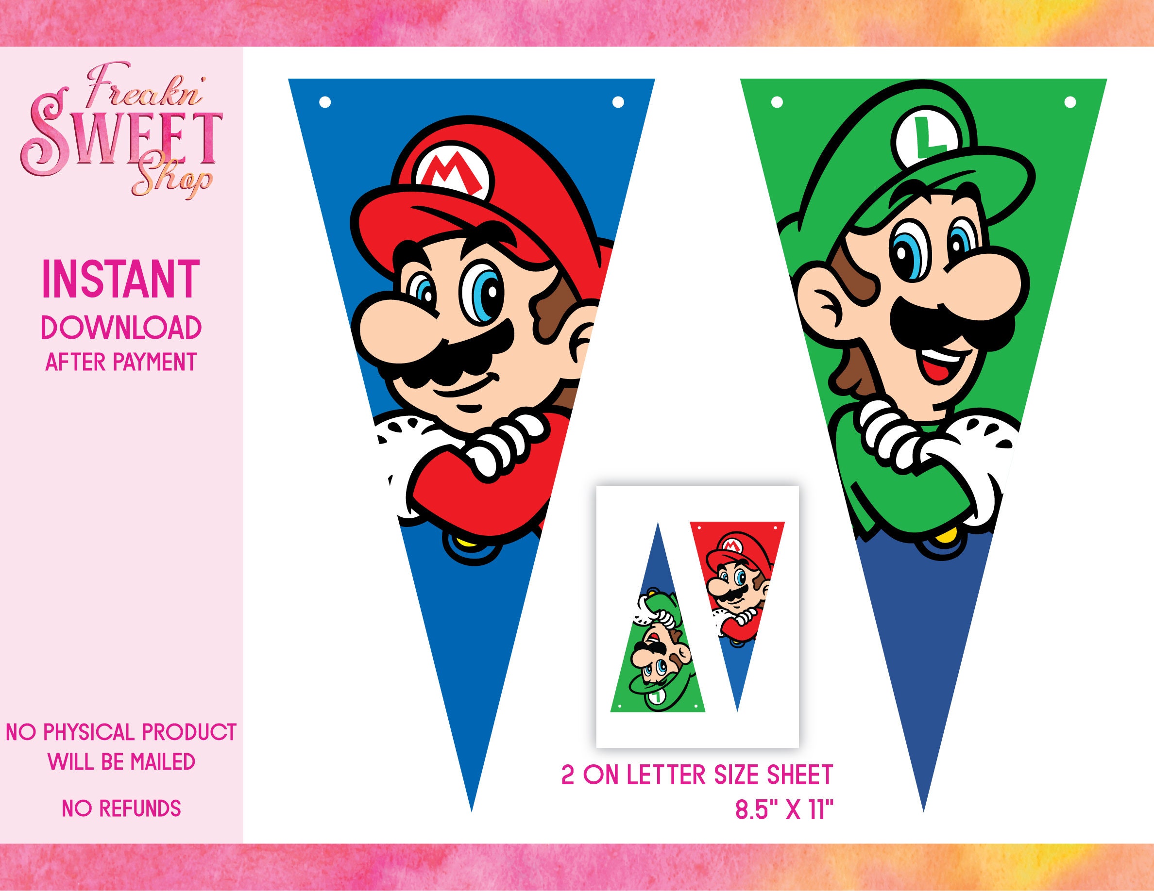 Archivo PDF del banner de Super Mario Bros. - Etsy México