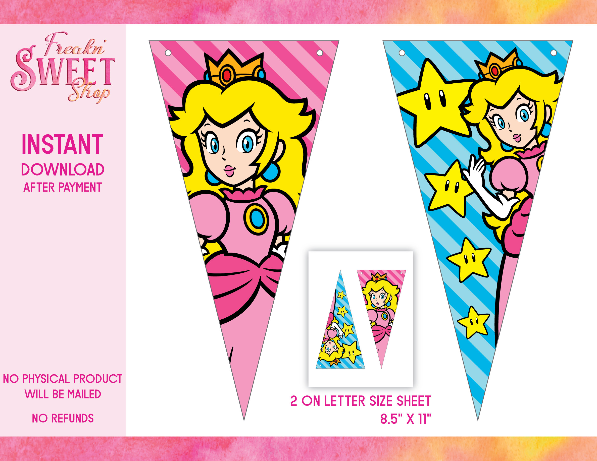 Princess Peach Banner PDF file | Etsy