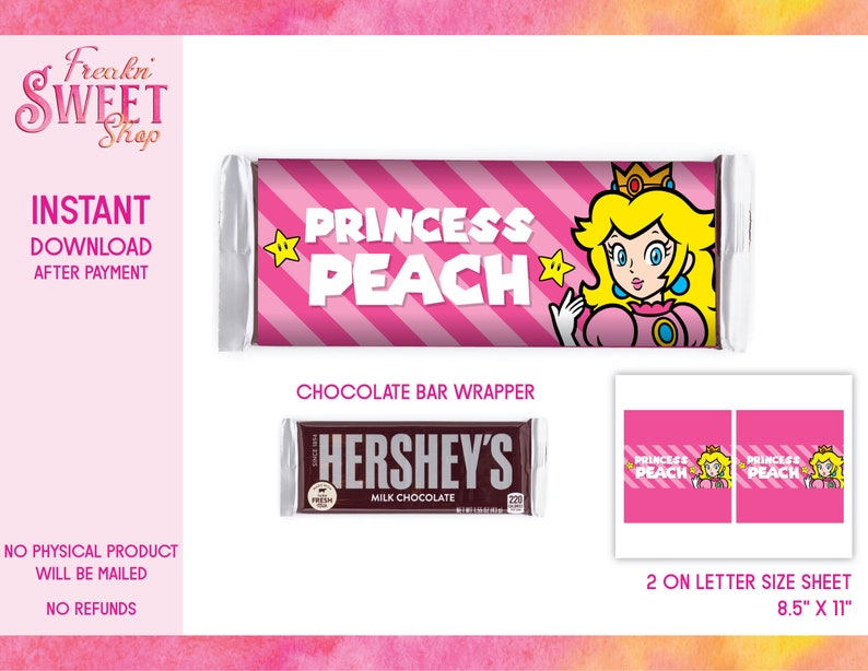 Princess Peach Chocolate Wrapper PDF File - Etsy