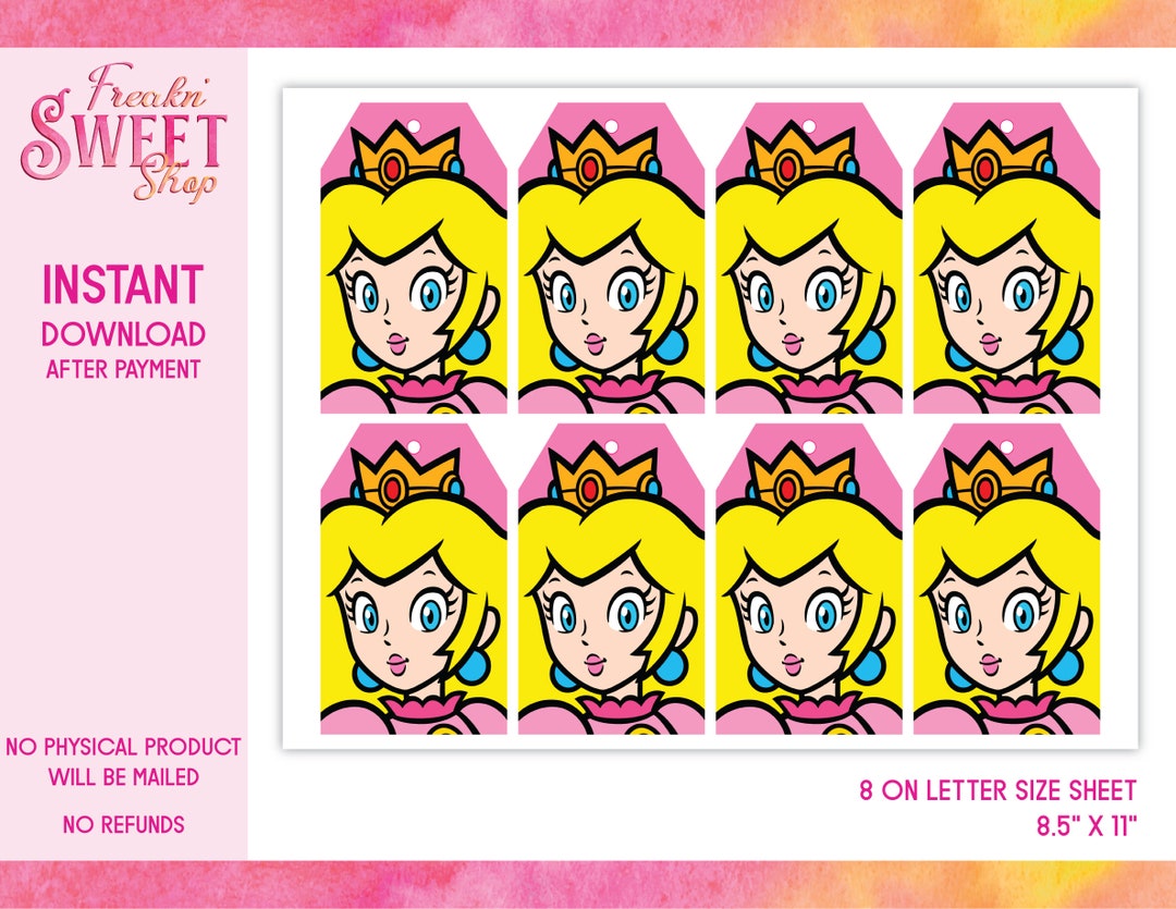 Princess Peach Gift Tags PDF File - Etsy