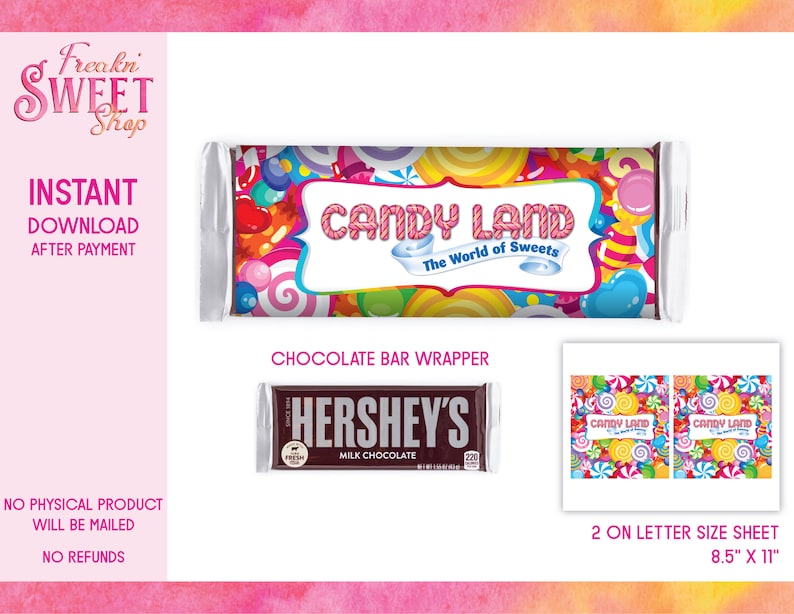 Candy Land Chocolate Wrapper PDF File - Etsy
