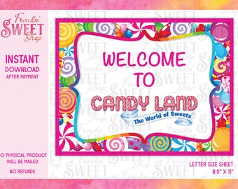 Editable Sweet Candy Land Welcome Sign, Sweets Welcome Sign Template ...