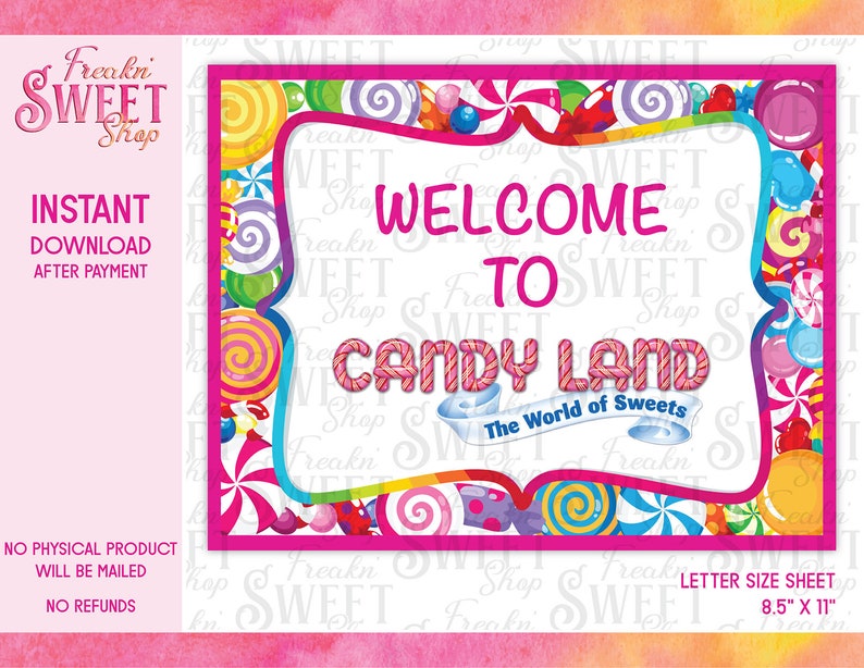 Candy Land Welcome Sign PDF File - Etsy