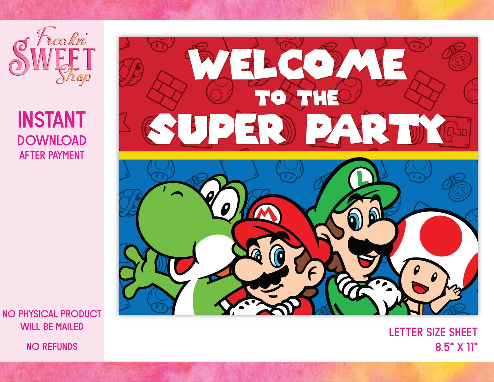 Super Mario Bros Welcome Sign PDF File | Etsy