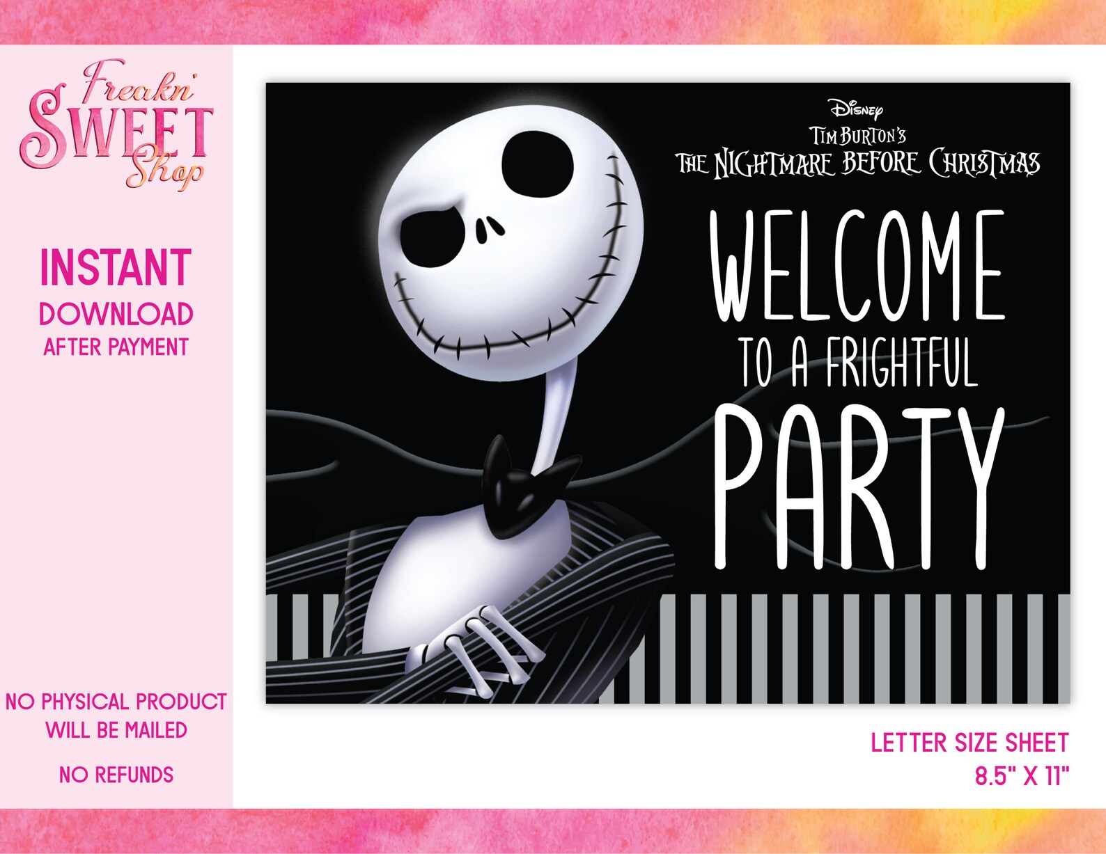 Nightmare Before Christmas Welcome Sign PDF File - Etsy