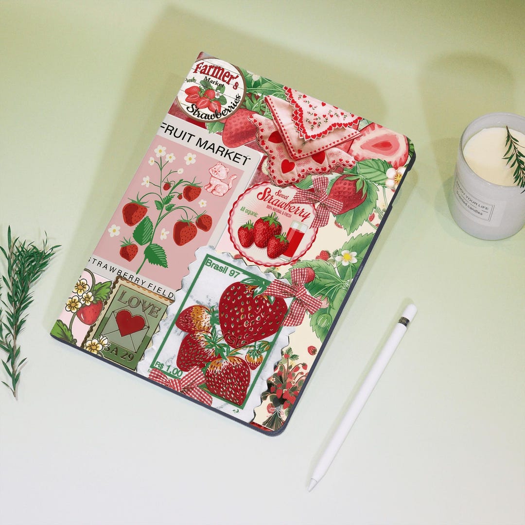 Strawberry Collage iPad Personalized Case for iPad Air 4/5/6,ipad 10/9 ...