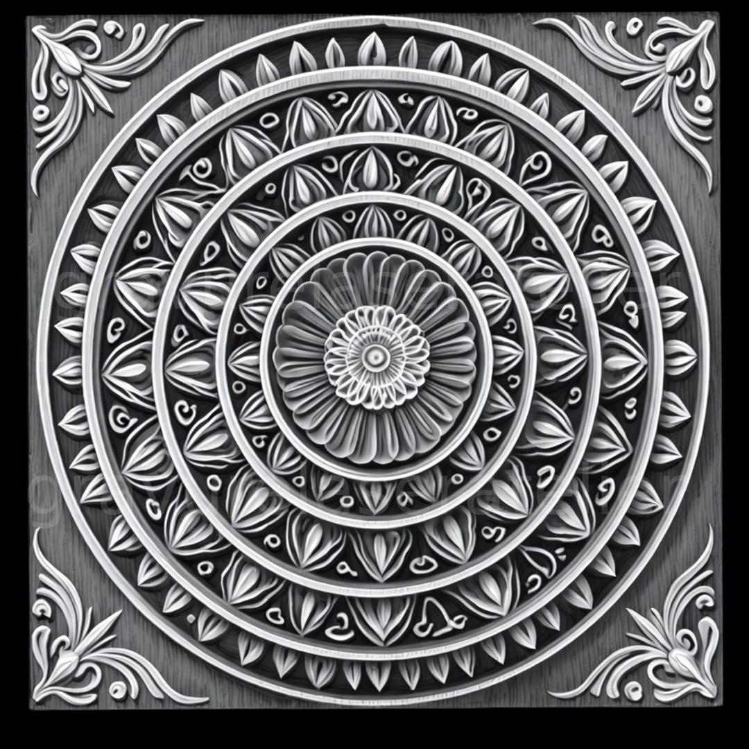 Mandala File Ready to Engrave, 3D Effect File With Depth, Grayscale ...