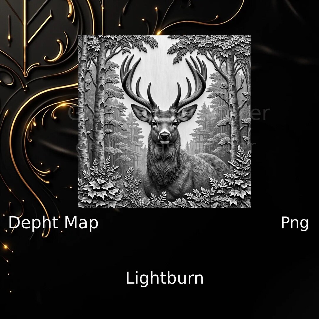 Deer Laser Engraving File, Deer in the Forest With Depth Effect ...