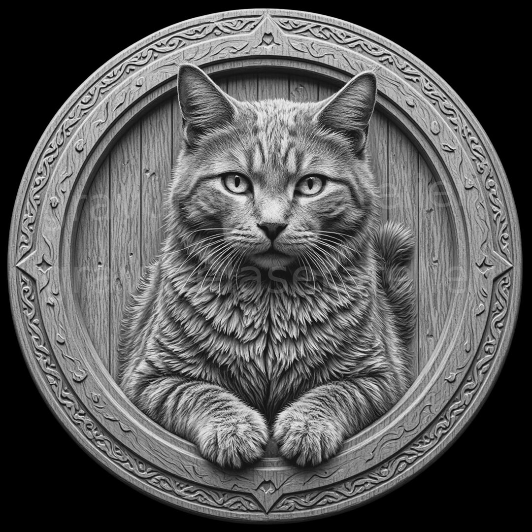Cat File Laser Engraving Relief, Grayscale Depth Effect Engraving ...