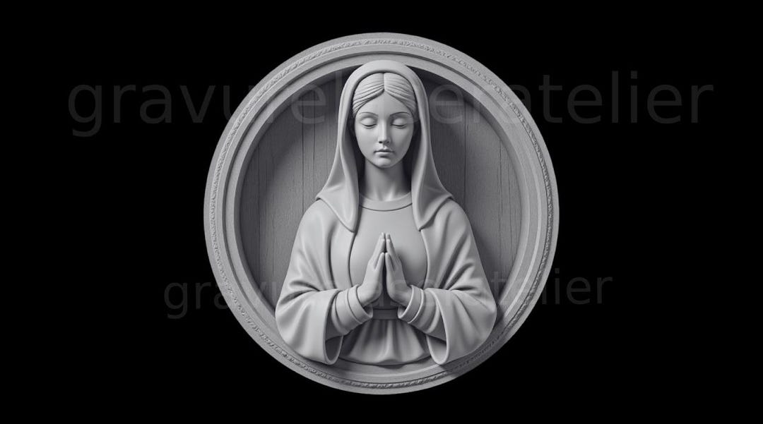 Virgin Mary 3D Illusion File, Relief Laser Engraving, Wood Engraving ...