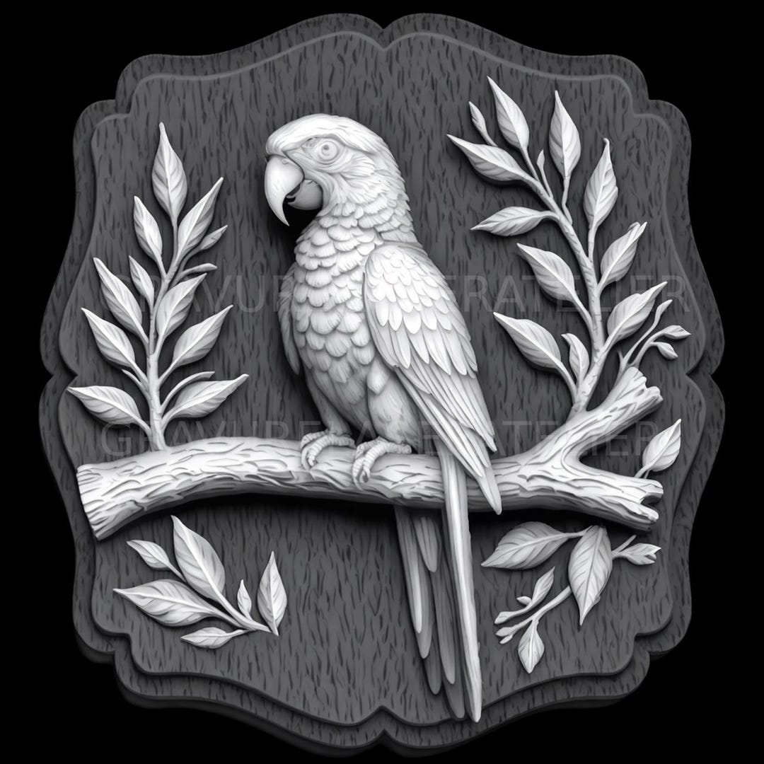 Relief Laser Cutting File, Parrot Lightburn Png File, Engraving With ...