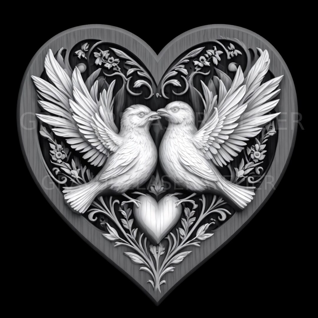 CNC Laser Cutting File, Bird in a Heart to Cut, Lightburn File, Co2 ...
