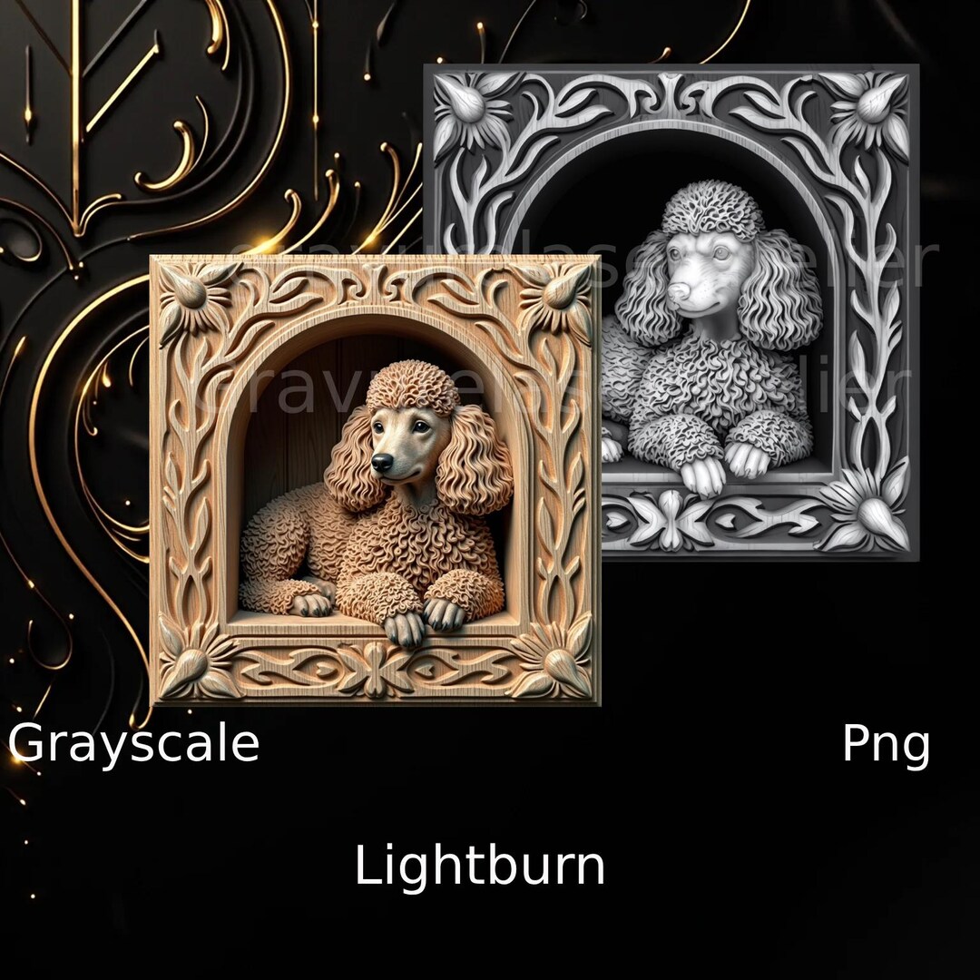 Laser Engraving File, Embossed Dog in Its Kennel, Laser Engraved Poodle ...