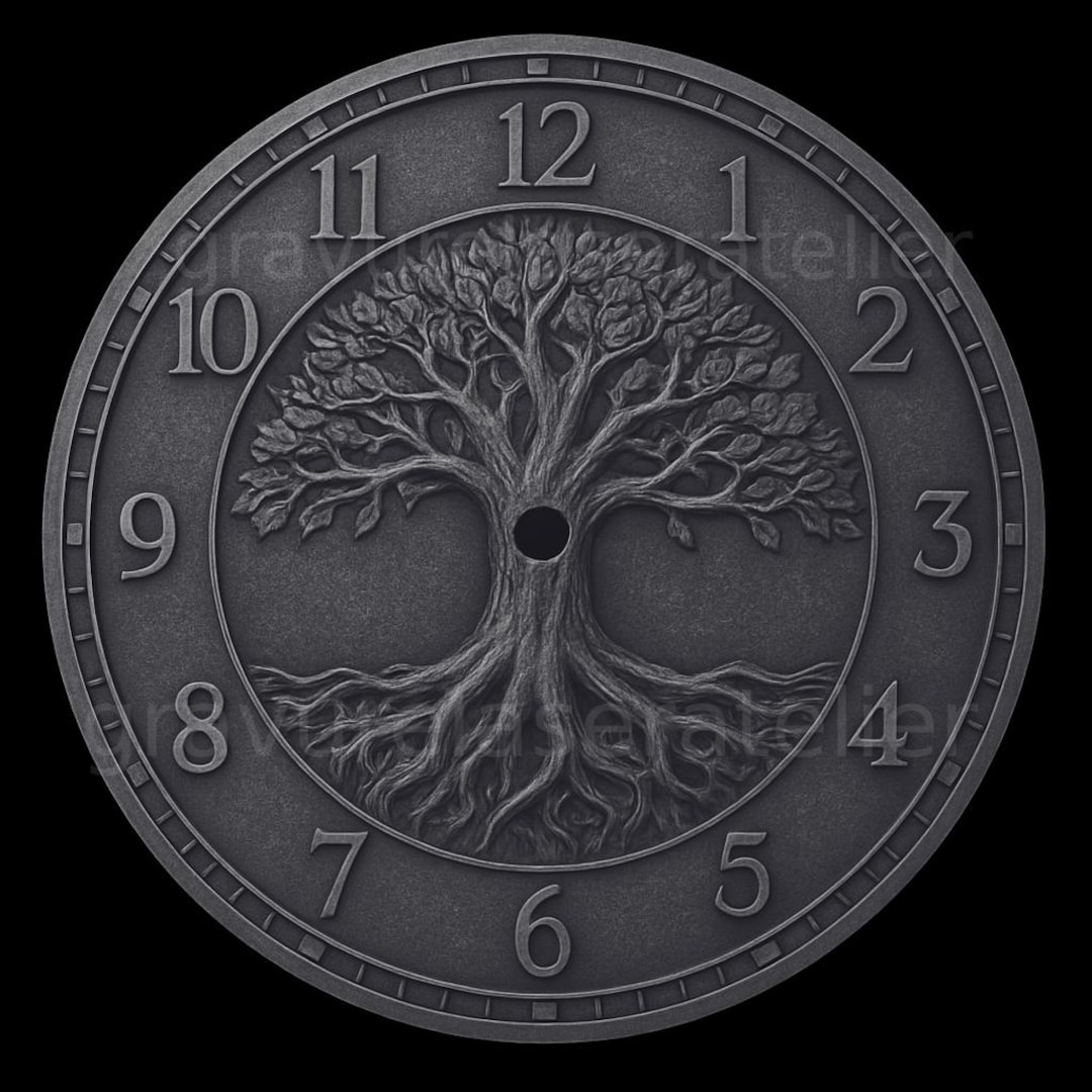 Yggdrasil Clock for Laser Engraving, Clock File for Wood Engraving ...