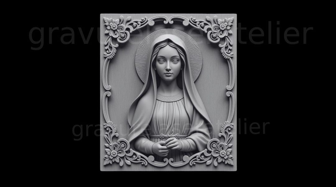 Virgin Mary Laser Engraving File, Religious 3D Illusion Laser Engraving ...