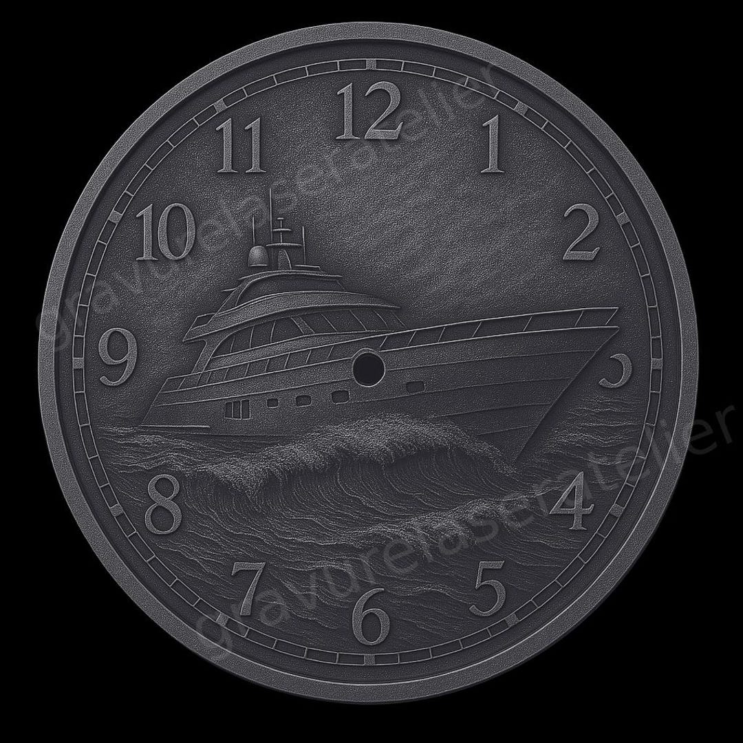 3D Yacht Clock to Engrave, Relief Laser Engraving File, Wood Engraving ...