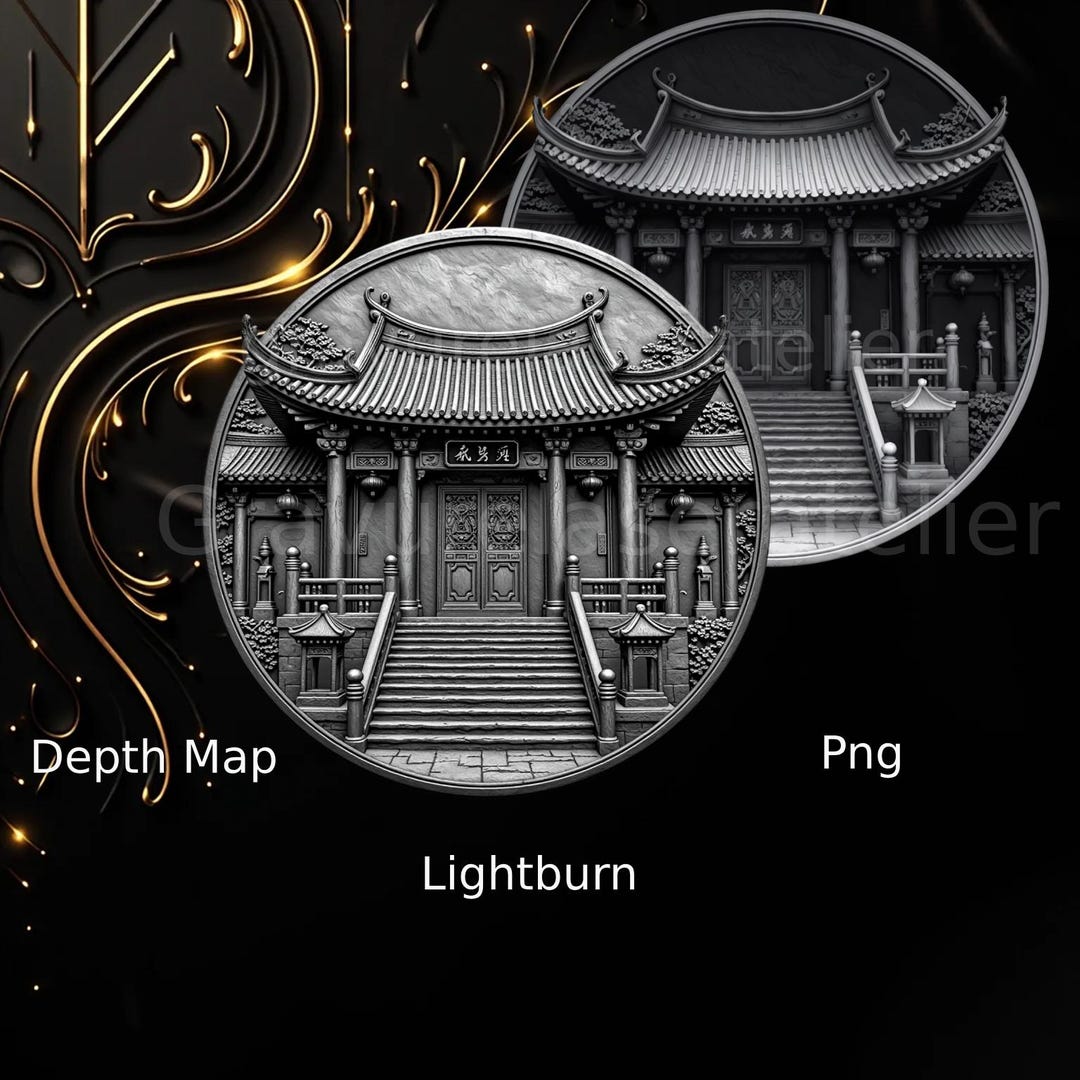 Samurai Temple Png, Slate Engraving, 3D Relief Laser Engraving File ...