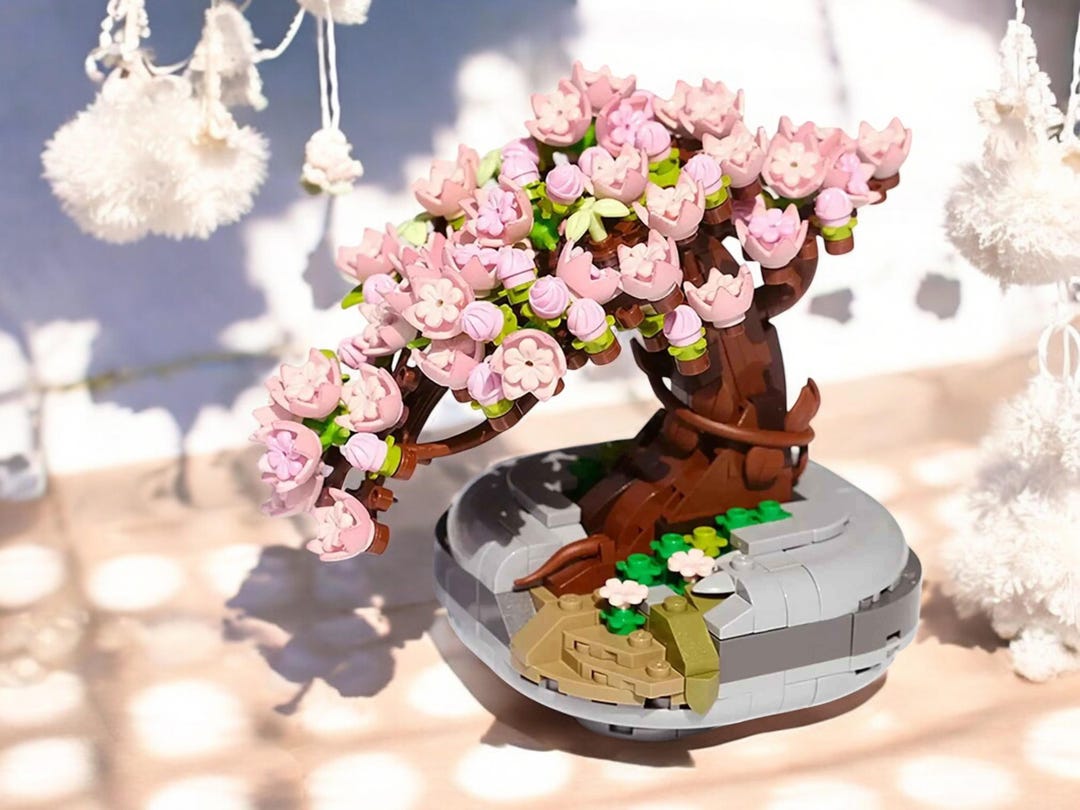 Mini Bonsai & Cherry Blossom Building Blocks - DIY Plant Model for Home ...