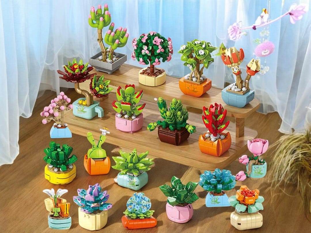 Succulent & Flower Building Blocks - DIY Potted Plant Model for Home ...