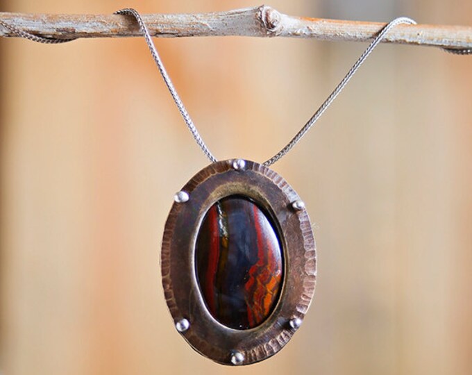 Tiger Iron Necklace Tigers Eye Pendant Red Rust Stone - Etsy