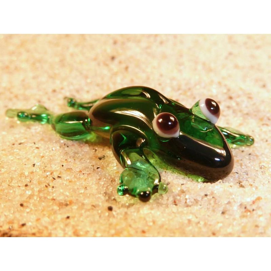 Glass Figurine, Glass Animal – Miniature – Frog – Stretched Out – No ...