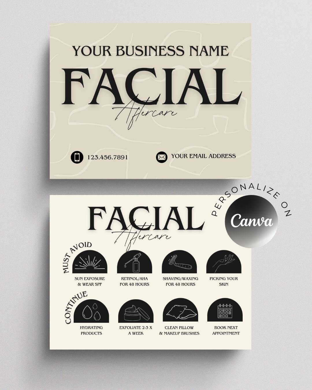 Facial After Care Card - Etsy