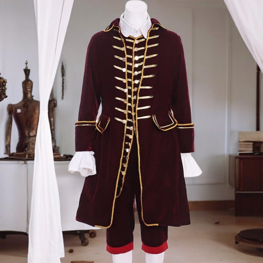 18th Century Baroque Men's Costume, Complete Rococo Cosplay Set With ...