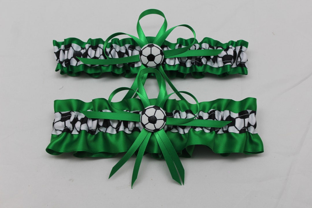 Green Wedding Garter With Soccer Deco, Bridal Garter, Prom Garter ...